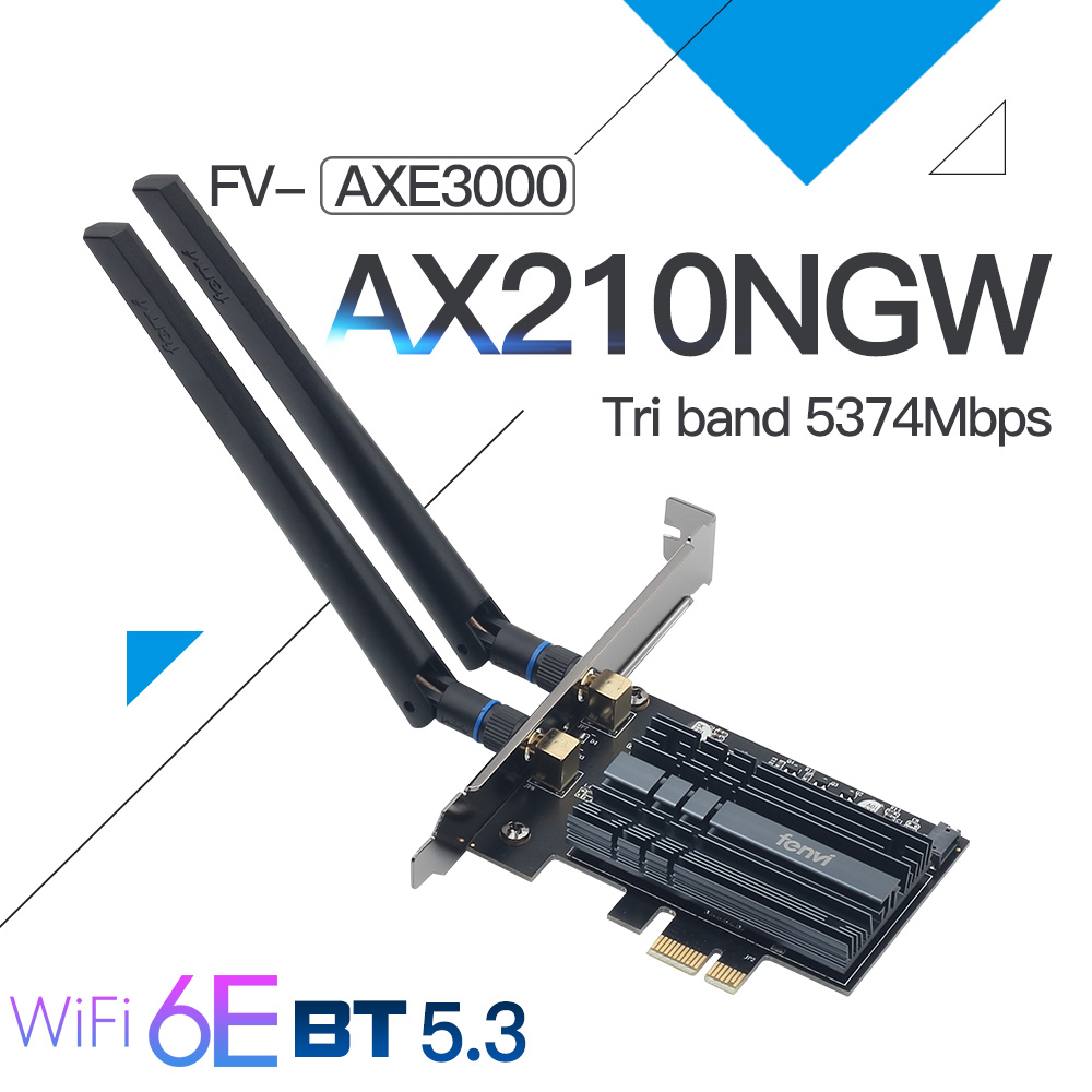 Intel AX210NGW WiFi 6E 5374Mbps For Bluetooth 5.3 Tri Band 2.4G/5G/6GHz 802.11AC/AX MU-MIMO ...
