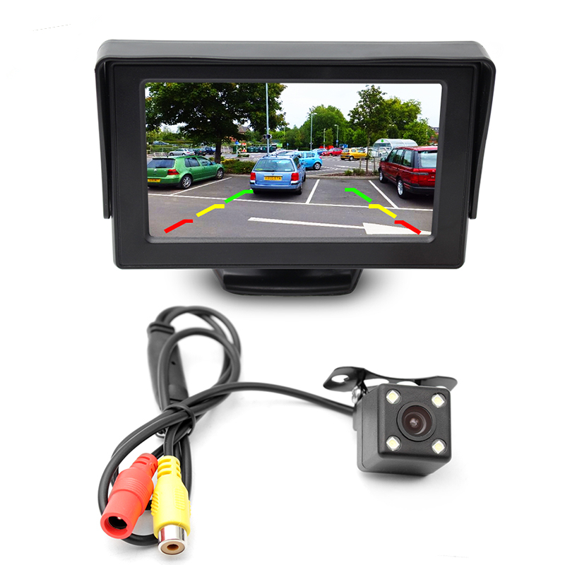 1 Set 2 In 1 Car Parking System Kit Car Monitor 4.3 Inch LCD with Rear ...