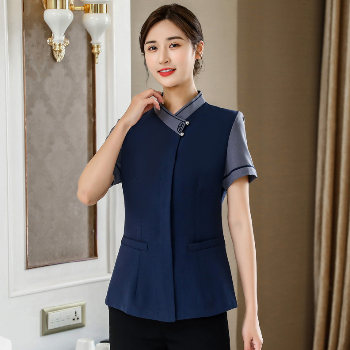 Ready Stock Work uniform cleaning work clothes short-sleeved women's ...
