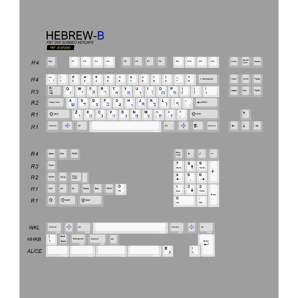 JC Studio Hebrew Sub Legend PBT Dye Sublimation Cherry Profile Retro ...