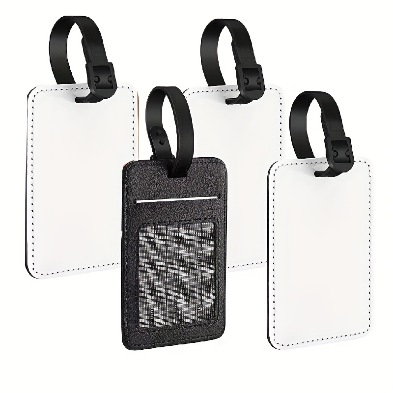 4pcs sublimation Luggage Tags PU Leather Name Tag Blank Suitcase Tags ...