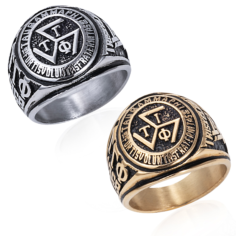 Stainless Steel Triskelion Tau Gamma Phi Ring for Men Size 6-15 ...