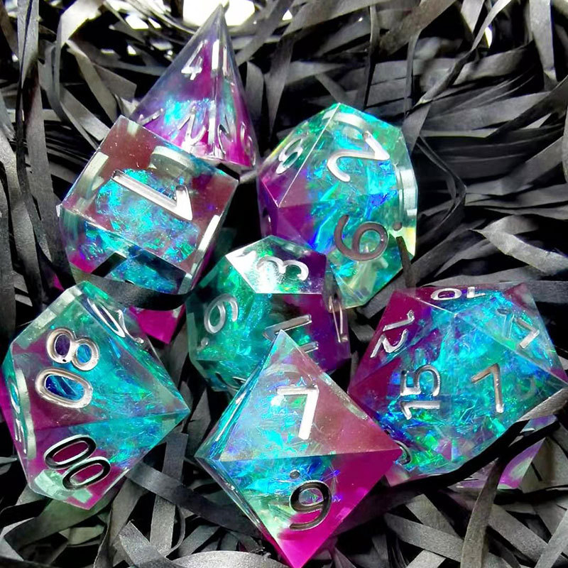 7pcs Sharp Edge Resin Polyhedral Dice Set for DND Role Playing Games ...