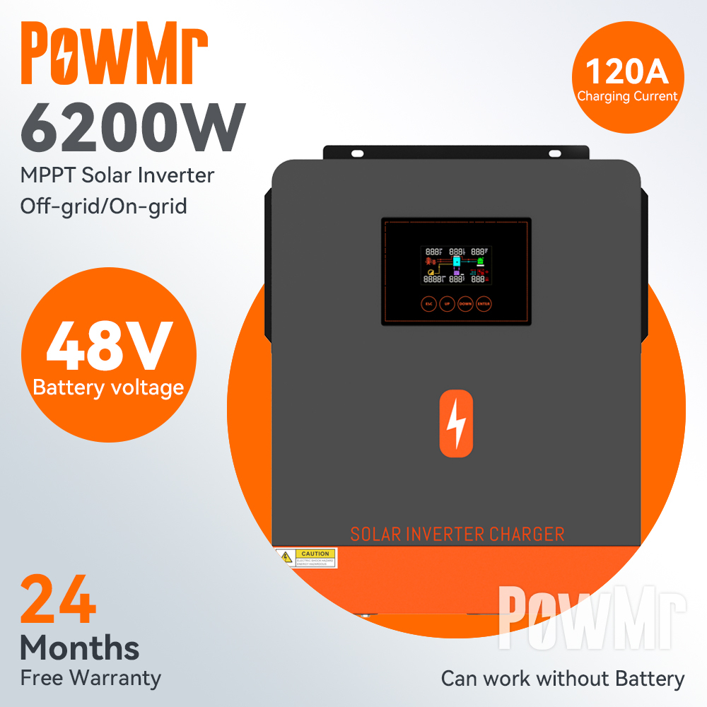 【Local Delivery】PowMr MPPT 6.2KW Pure Sine Wave Solar Hybrid Inverter ...