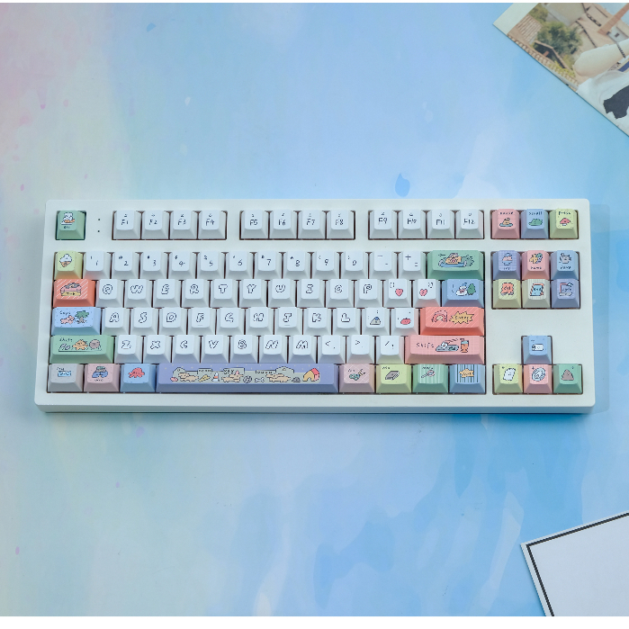 GMK Smiley Face Keycaps, 129 Keys PBT Keycaps Cherry Profile DYE-SUB ...