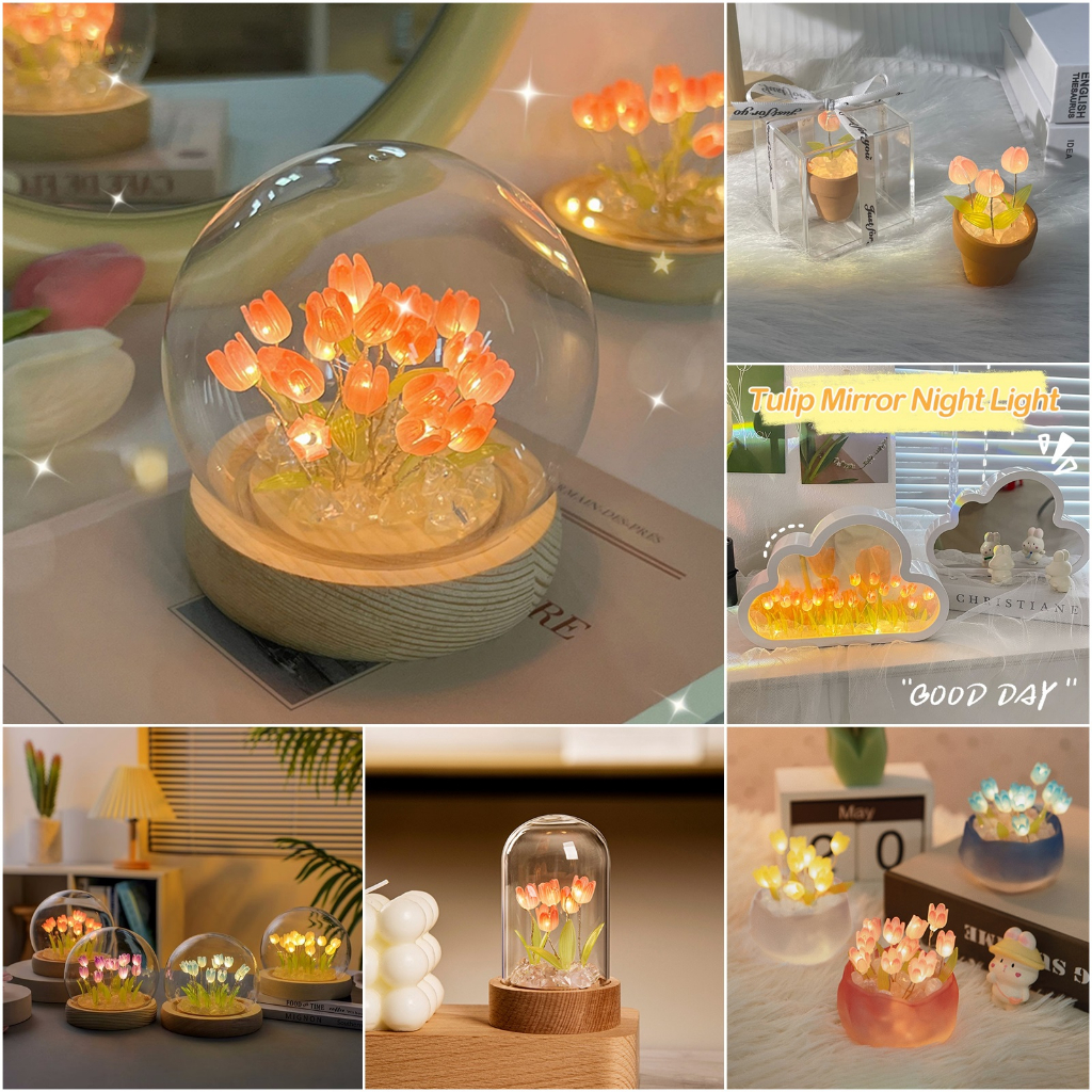 Tulip Flower Night Light DIY Flowers Lamp Flowers Birthday Gift Bedside ...