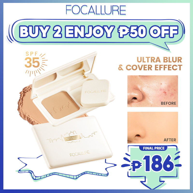 FOCALLURE Setting Pressed Powder High Coverage Dry & Wet Two Use SPF 35 ...
