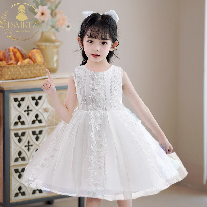 Princess White Dress For Kids Girl Graduation Wedding Birthday Party ...
