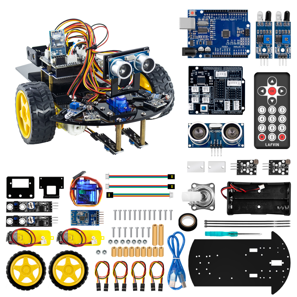 LAFVIN Smart Robot Car 2wd Chassis Kit With Ultrasonic Module Remote ...