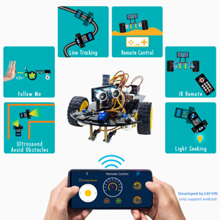 LAFVIN 2wd Smart Robot Car Chassis Kit For Arduino Uno R3 With Cd Tutorial DIY Coding ...