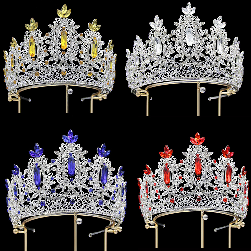 Large Miss World Pageant Queen Crown Rhinestone Crystal Hair ...