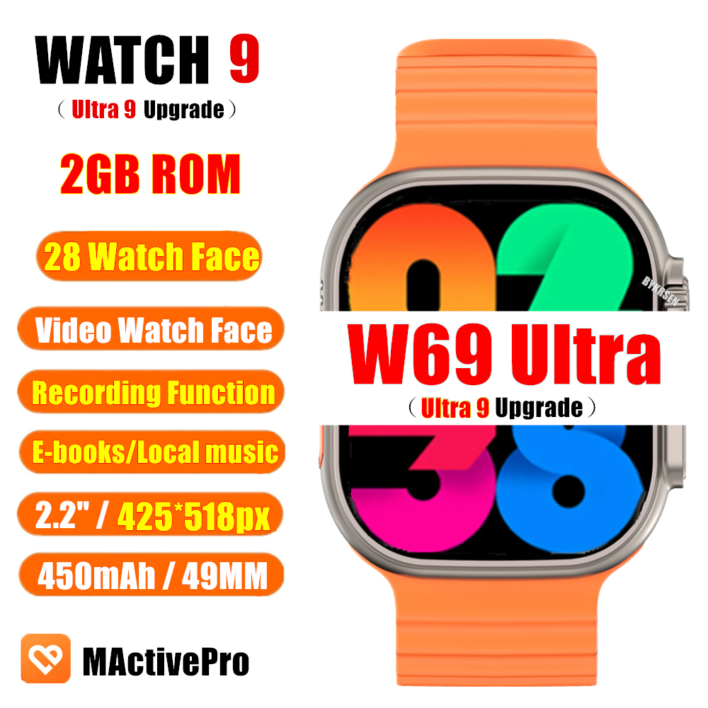 Microwear W69 Ultra Smart Watch 2GB ROM 49MM Ultra 9 Series Compass GPS Tracker NFC Feel Game BT ...