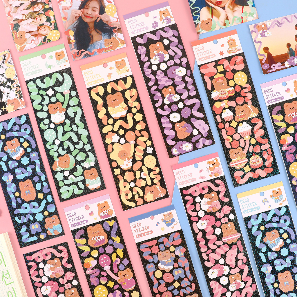 Painted Cute Bear Series Handbook Stickers Korean Style Cuckoo Card diy ...