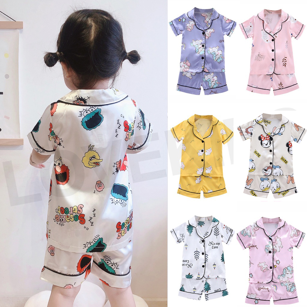2 Pcs/set Baby Terno Pajama For Kids Girl Boy Cartoon Cotton Short ...
