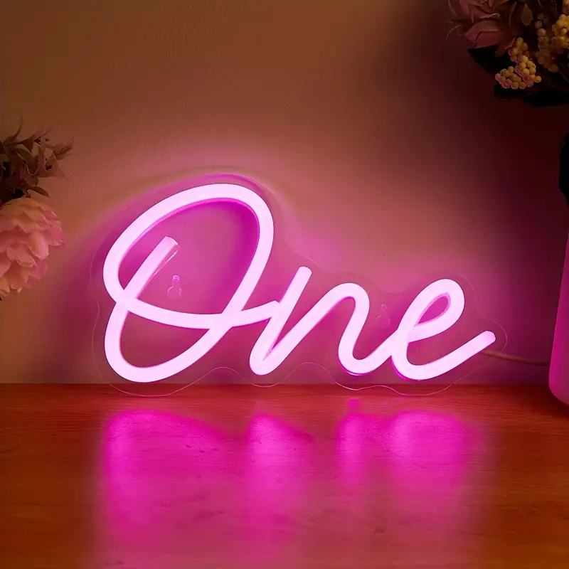 1 Year Old Birthday Neon Sign Table Number,Desk LED Neon Sign Custom ...