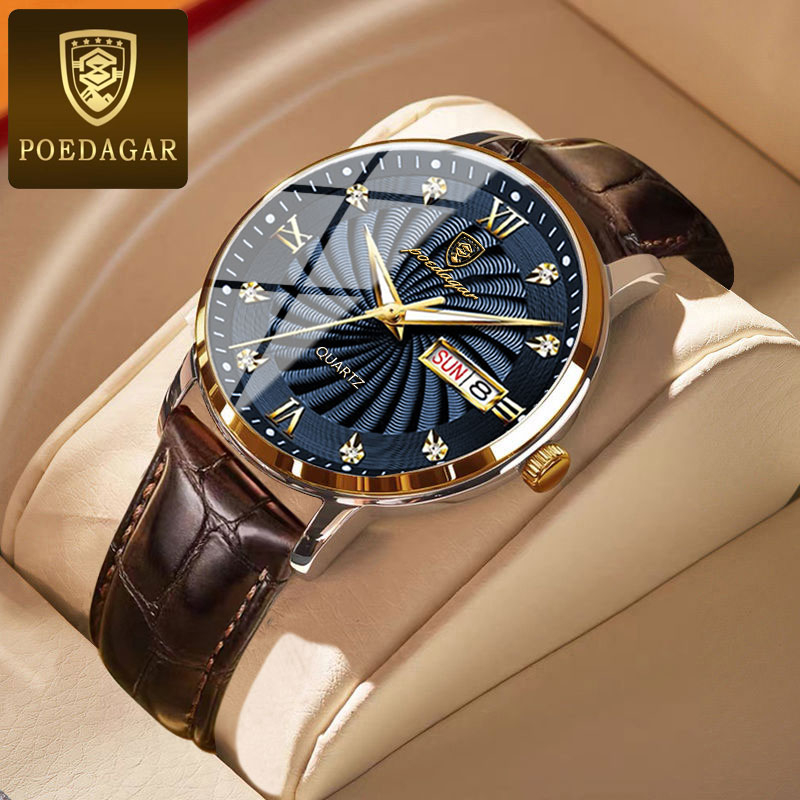 POEDAGAR Watch For Men Original Quartz Movement Waterproof Calendar ...