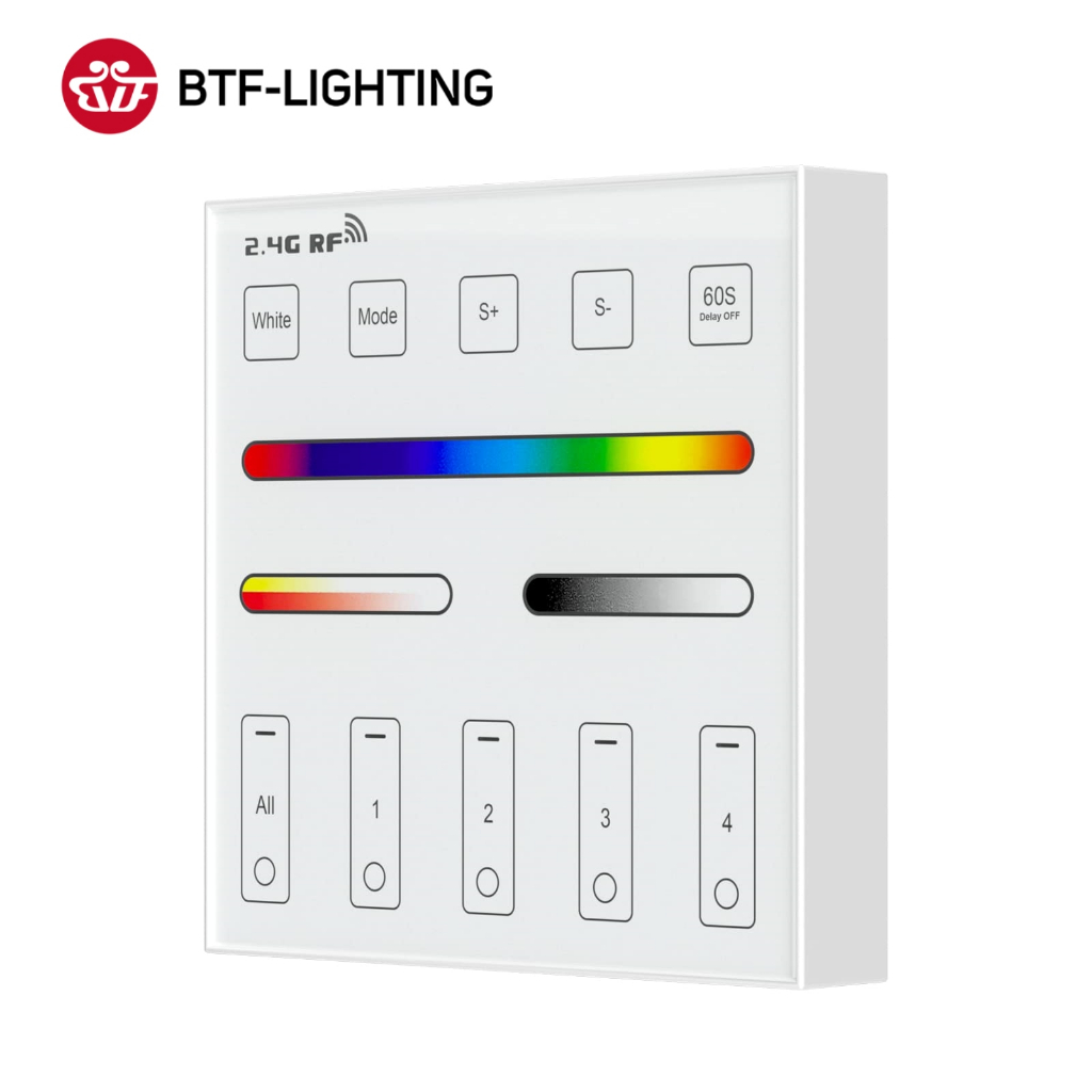 BTF-LIGHTING WR01RF Wireless RF 2.4G 4 Zones RGB RGBW RGBCCT Wall Mount ...