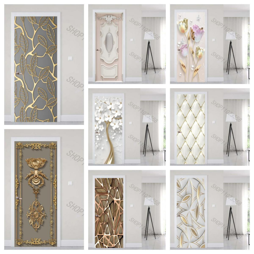 Door Sticker modern abstract sticker Home Decor Door Wrap Wall Sticker ...