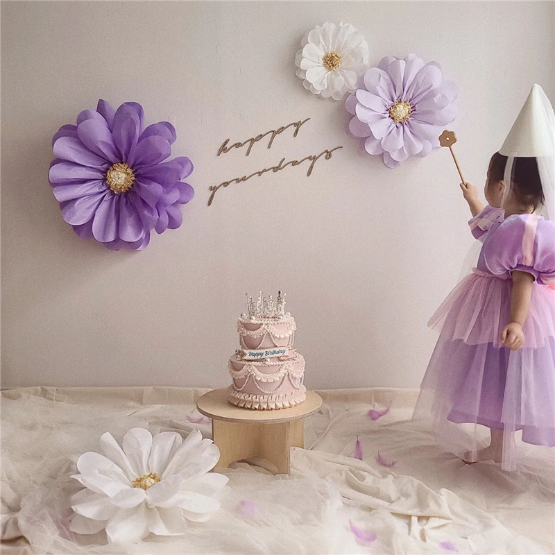 3PCS Paper Flower Dessert Table Backdrop Flowers Decora Baby Photo Prop ...