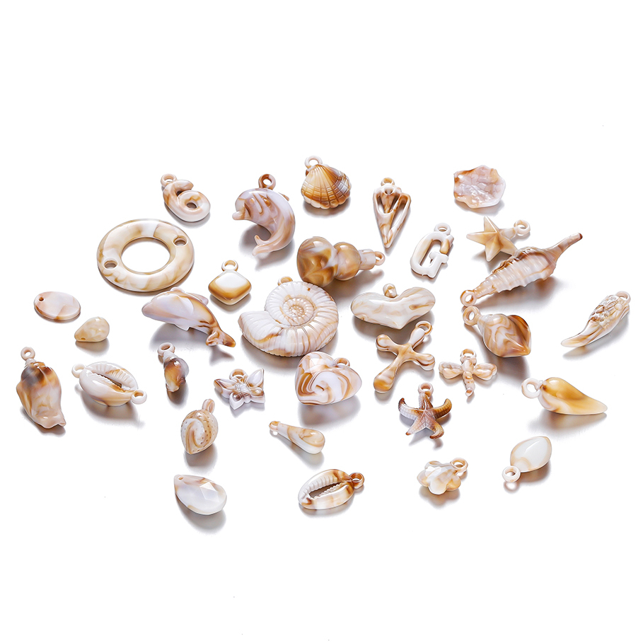 St.kunkka 10pcs/Bag Plastic Acrylic Shells Conch Starfish Shapes Beads ...