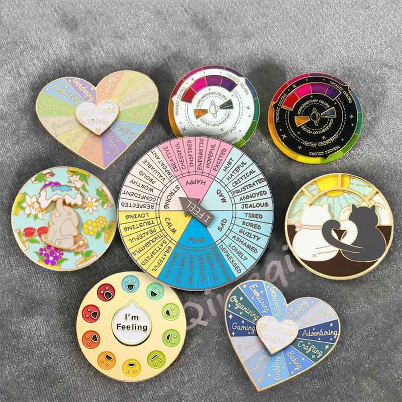 Circular Colorful Turntable Roulette Hard Enamel Pin Cartoon Elephant ...