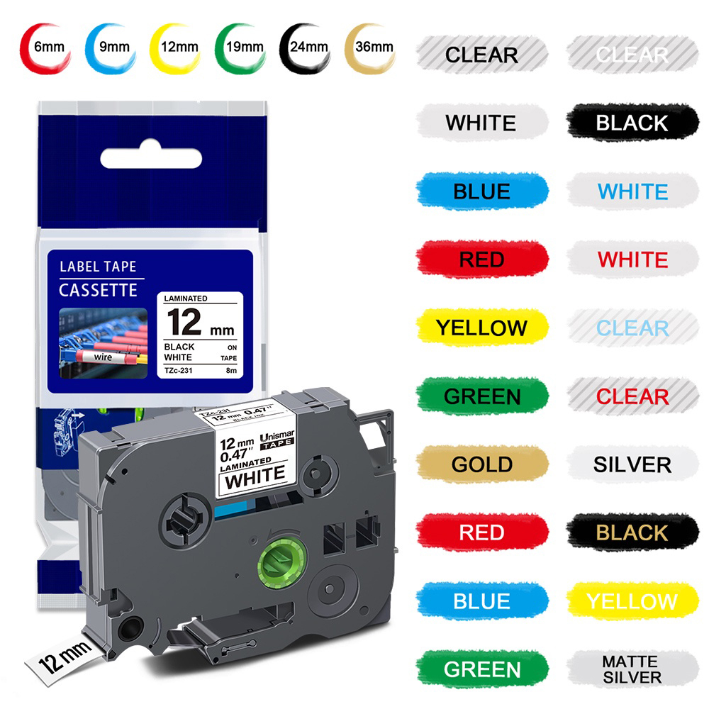 【Ready Stock】TZe-231 tze231 6mm 9mm 12mm Compatible Brother Label Tape tze131 TZE631 Laminated ...