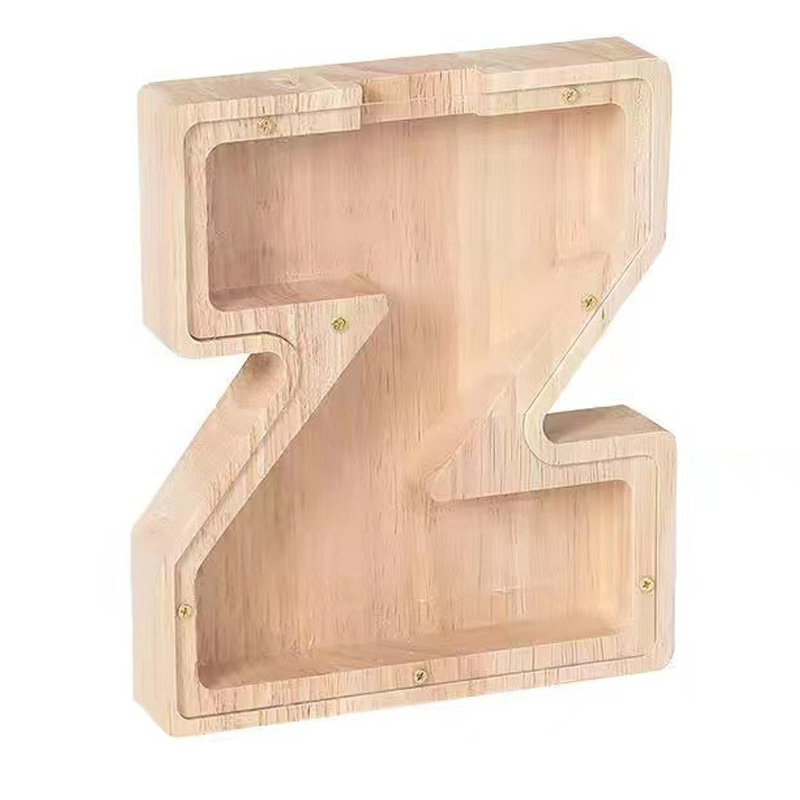 Wooden Letter Piggy Bank Storage Coin Box DIY Name Alkansya Coin Bank ...