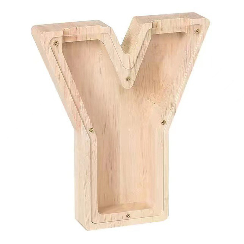 Wooden Letter Piggy Bank Storage Coin Box DIY Name Alkansya Coin Bank ...