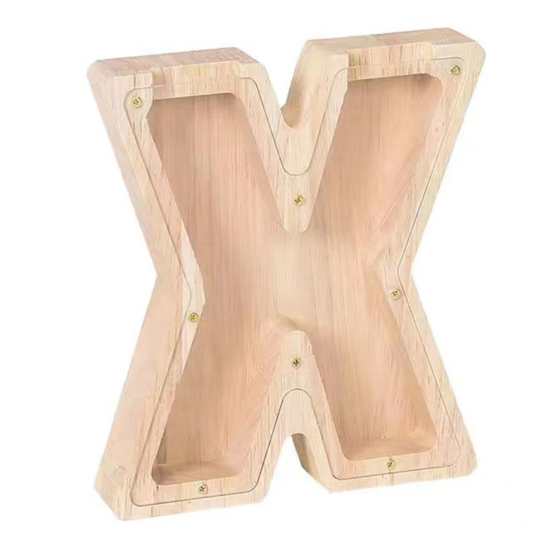 Wooden Letter Piggy Bank Storage Coin Box DIY Name Alkansya Coin Bank ...