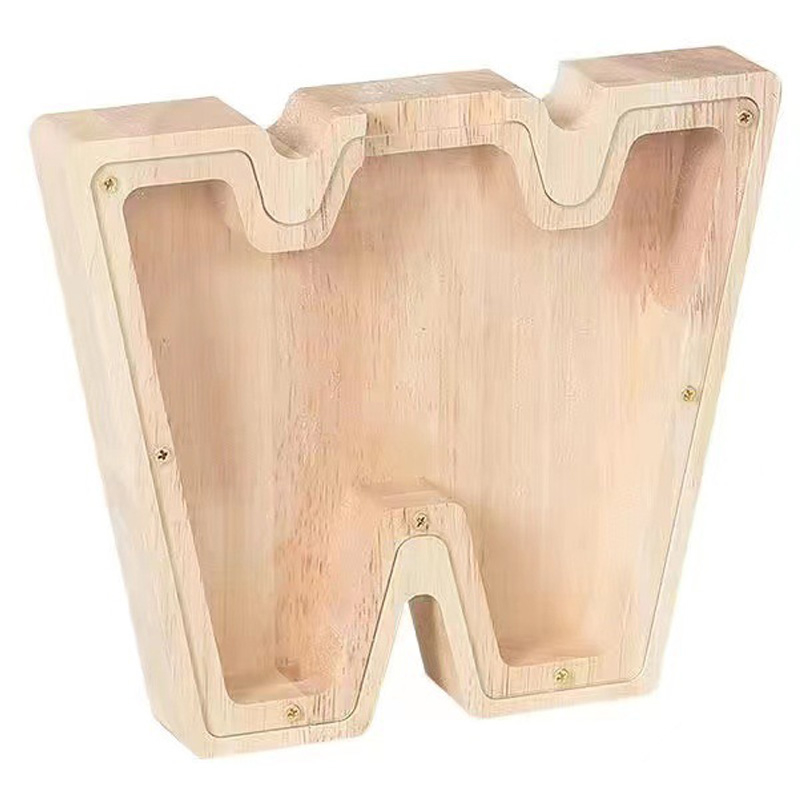Wooden Letter Piggy Bank Storage Coin Box DIY Name Alkansya Coin Bank ...