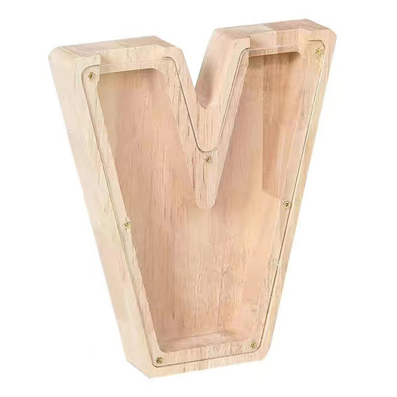 Wooden Letter Piggy Bank Storage Coin Box DIY Name Alkansya Coin Bank ...