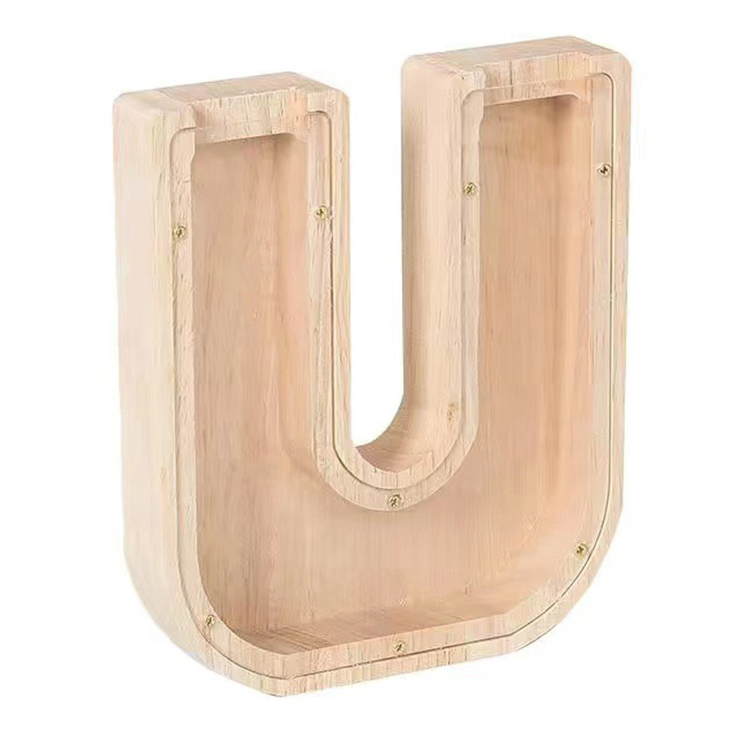 Wooden Letter Piggy Bank Storage Coin Box DIY Name Alkansya Coin Bank ...