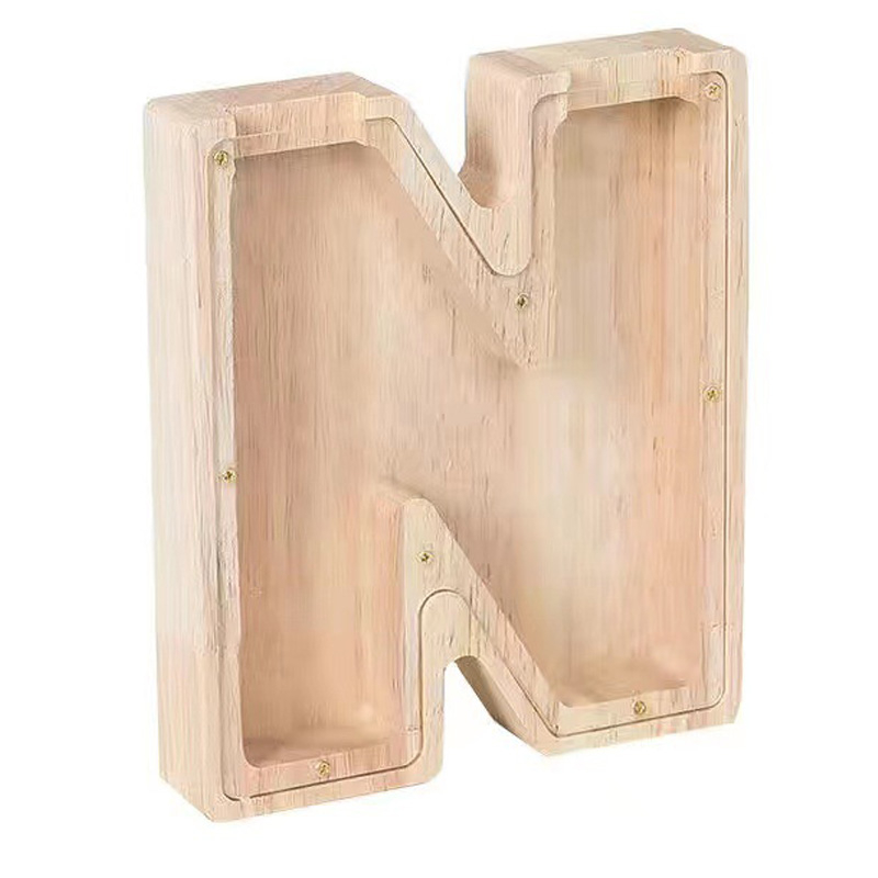 Wooden Letter Piggy Bank Storage Coin Box DIY Name Alkansya Coin Bank ...