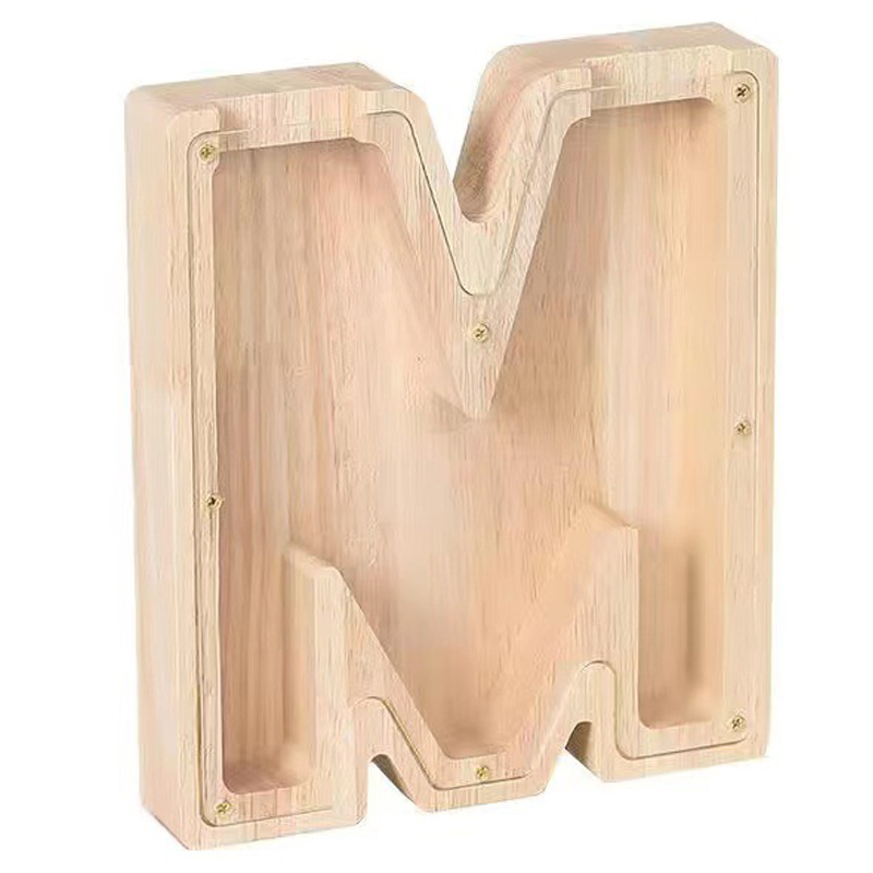 Wooden Letter Piggy Bank Storage Coin Box DIY Name Alkansya Coin Bank ...