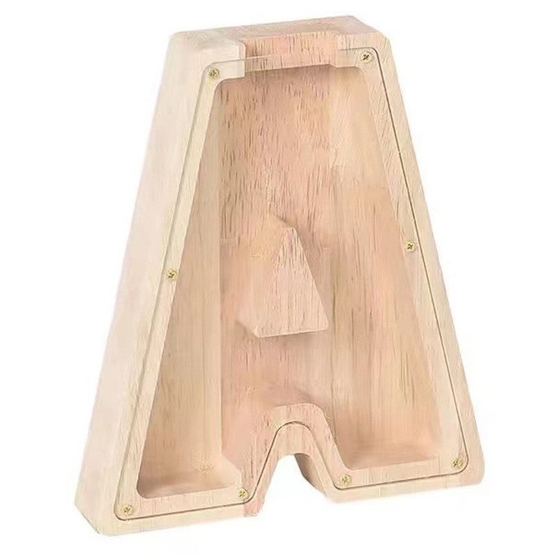 Wooden Letter Piggy Bank Storage Coin Box DIY Name Alkansya Coin Bank ...