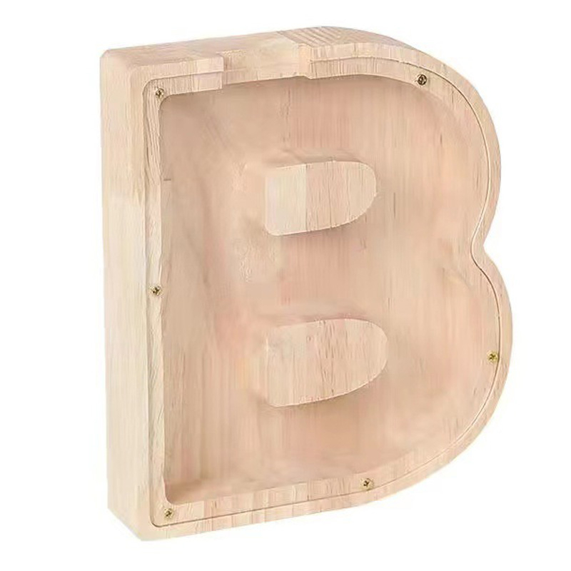 Wooden Letter Piggy Bank Storage Coin Box DIY Name Alkansya Coin Bank ...