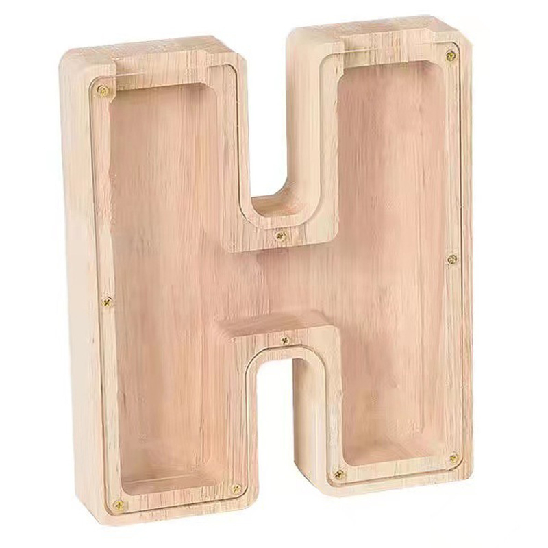 Wooden Letter Piggy Bank Storage Coin Box DIY Name Alkansya Coin Bank ...