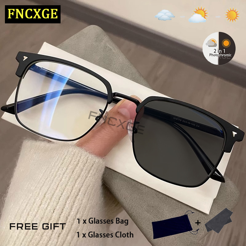 FNCXGE Photochromic Anti Radiation Myopia Glasses For Women Men Sunglasses Eyeglasses Frames ...