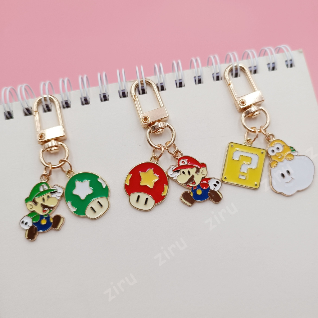 Luigi Bros Classic Anime Super Mario Keychain Cartoon Super Mary Cute ...