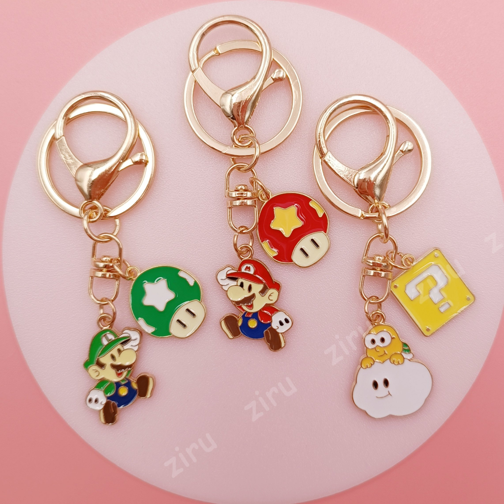 Luigi Bros Classic Anime Super Mario Keychain Cartoon Super Mary Cute ...