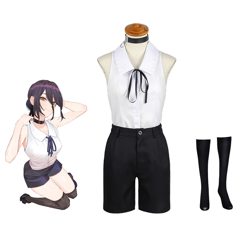 Japanese Chainsaw Man Reze Cosplay Costume Outfits Shirt Tie Short Wig ...