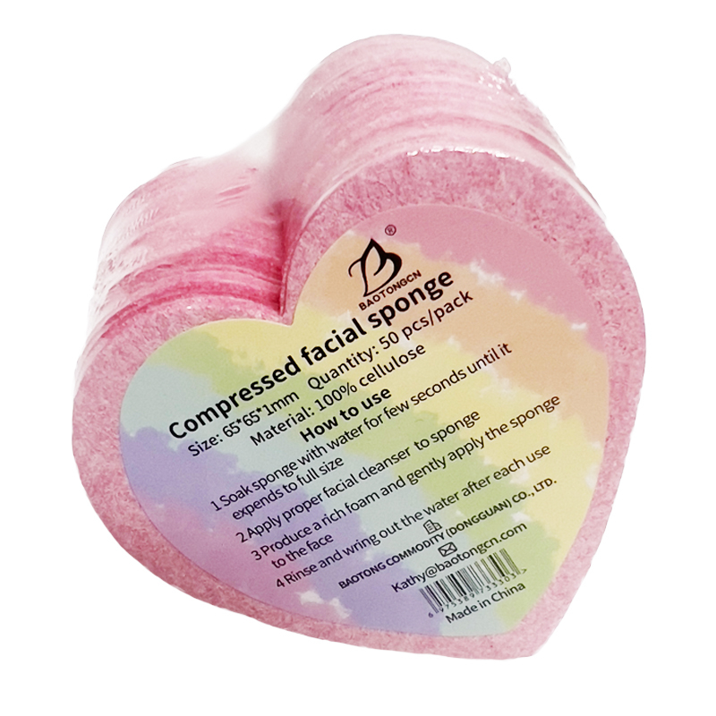 50PCS Heart Shape Facial Cleaning Sponge Compressed Cellulose Sponge ...