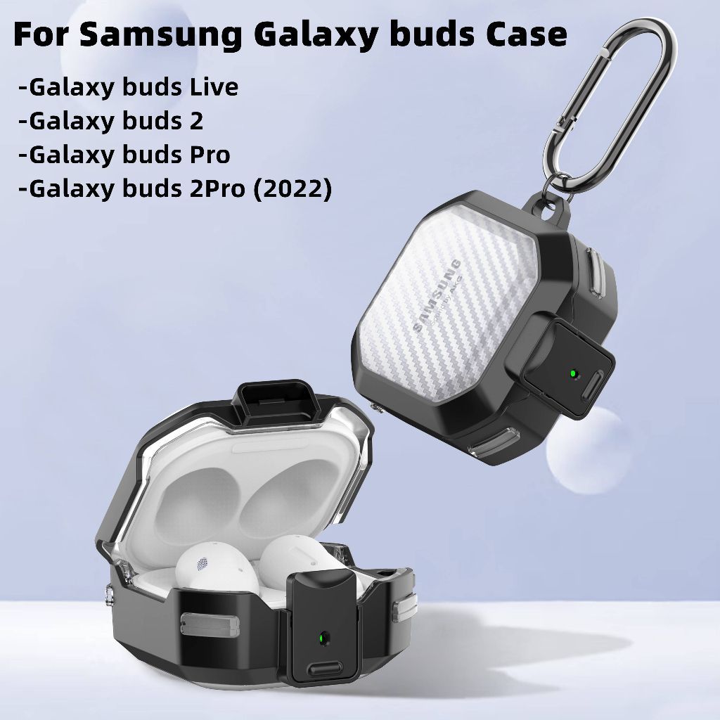 For Galaxy Buds 2 Pro /Pro 2 /Live/FE Case with Lock, Carbon Fiber ...