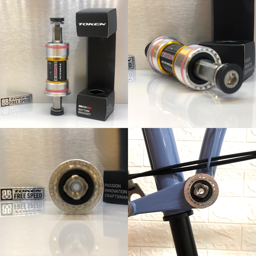 Premium Titanium Hollow Spindle Carbon Sleeve Ceramic Bearings Square taper Bottom Bracket for ...