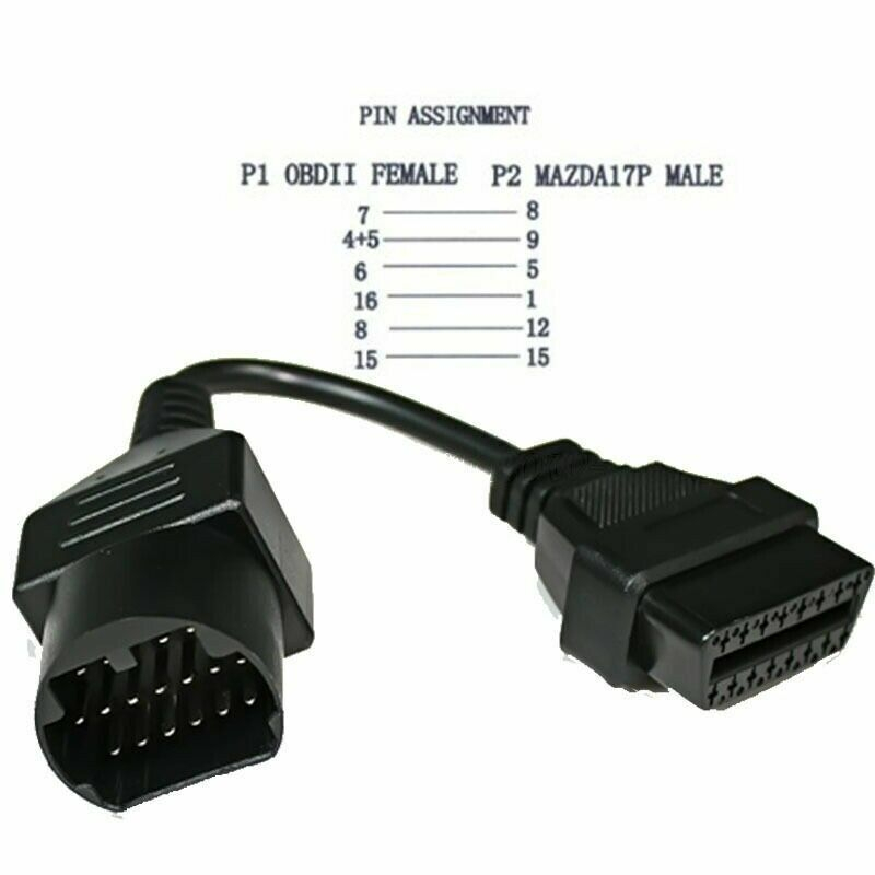 OBD2 For Mazda 17 Pin to 16 Pin Female OBD2 Car Diagnostic Connector ...