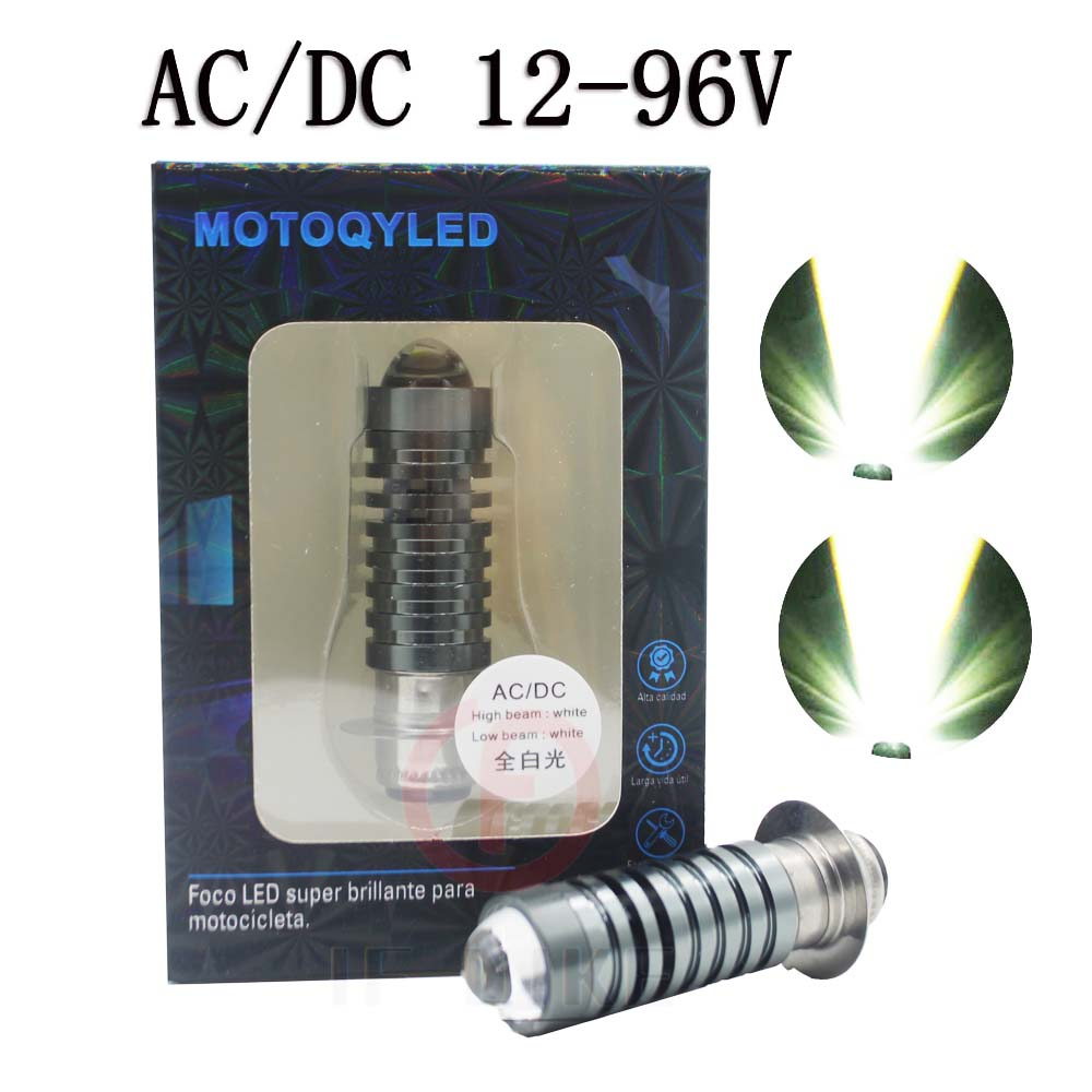 AC/DC 12-80V Universal Dual color Moto Headlight Bulbs P15D H6 PX15D M5 ...