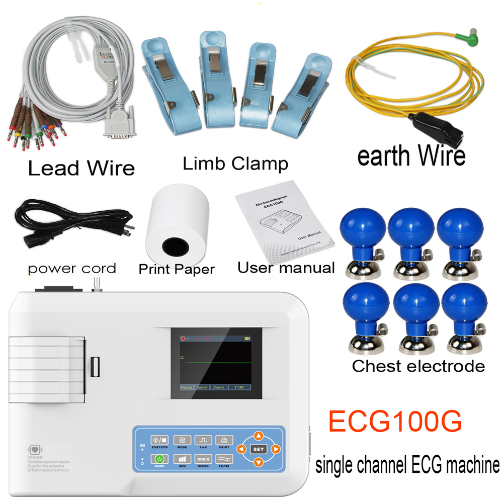 CONTEC ECG100G ECG Machine Single Channel 12 Leads EKG Machine CE FDA ...