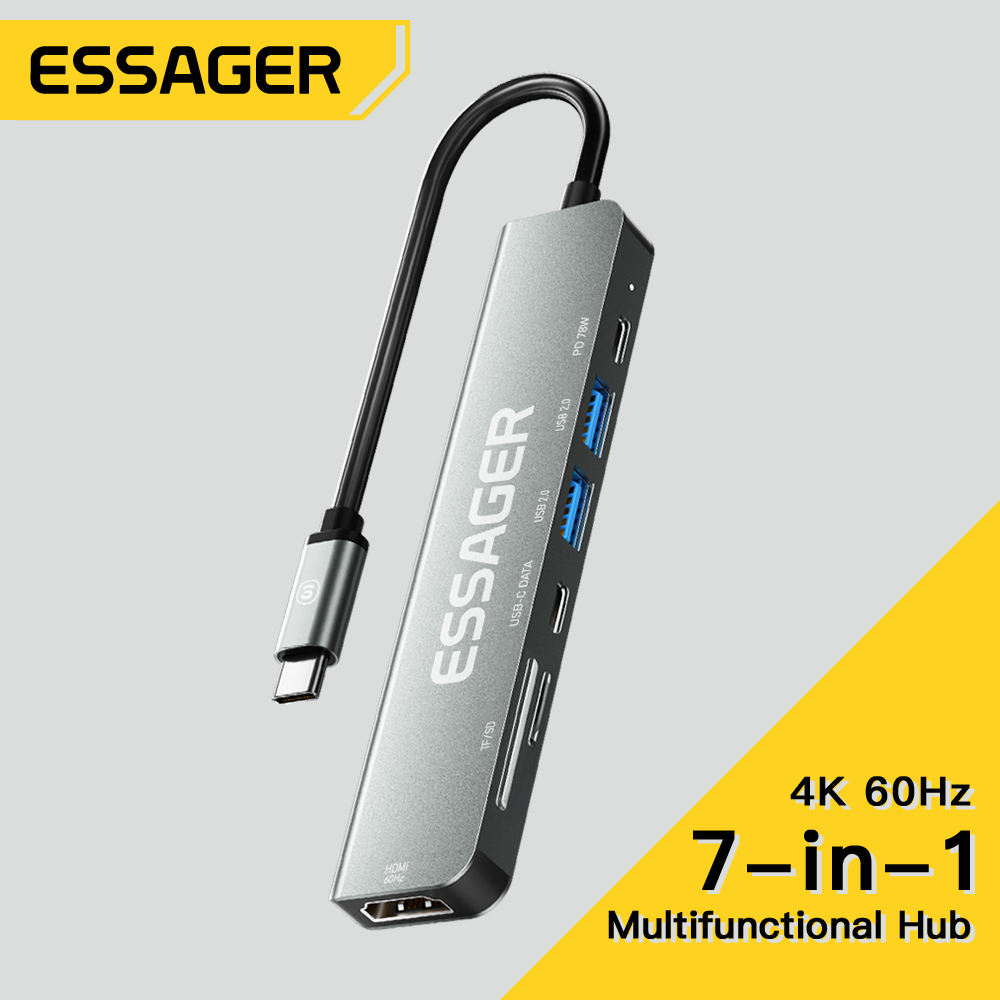 Essager 4K 60HZ USB HUB For Laptop 78W Fast Charging OTG TF/SD Card ...