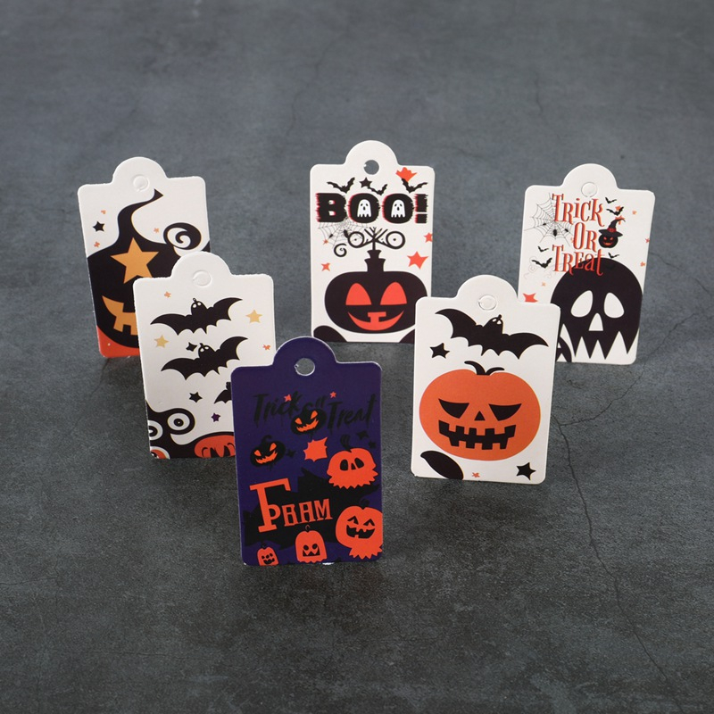 80PCS Halloween Paper Gift Tags with String Happy Halloween Tags ...