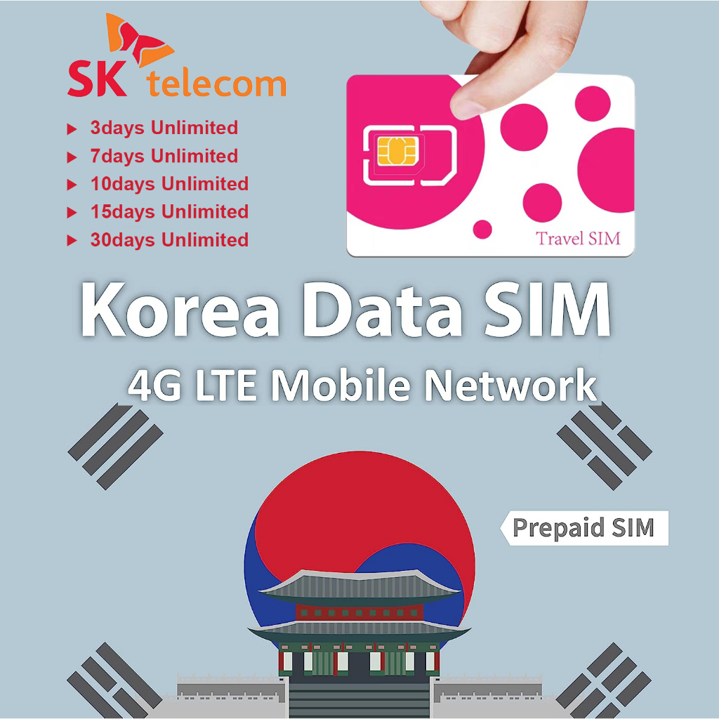 Korea SIM Card, South Korea SIM Card,3/4/5/6/710/14/15/30GB 3/4/5/7/10/15/30days Data Only ...